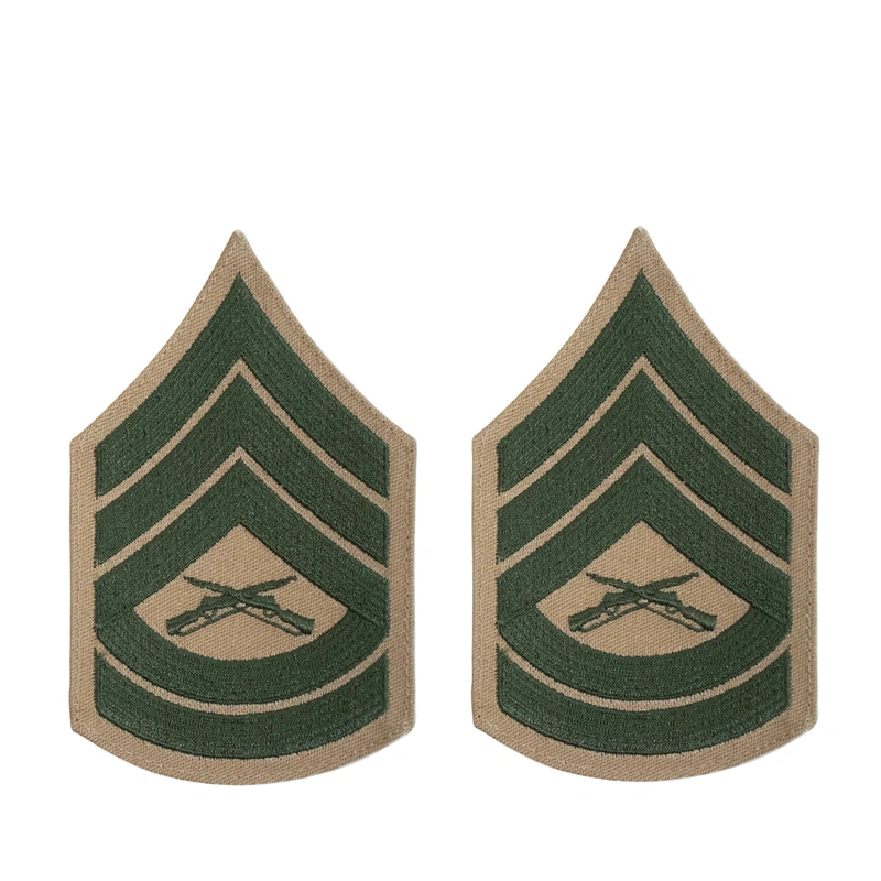 Marine Corps Chevron: Gunnery Sergeant - green on khaki for female ...